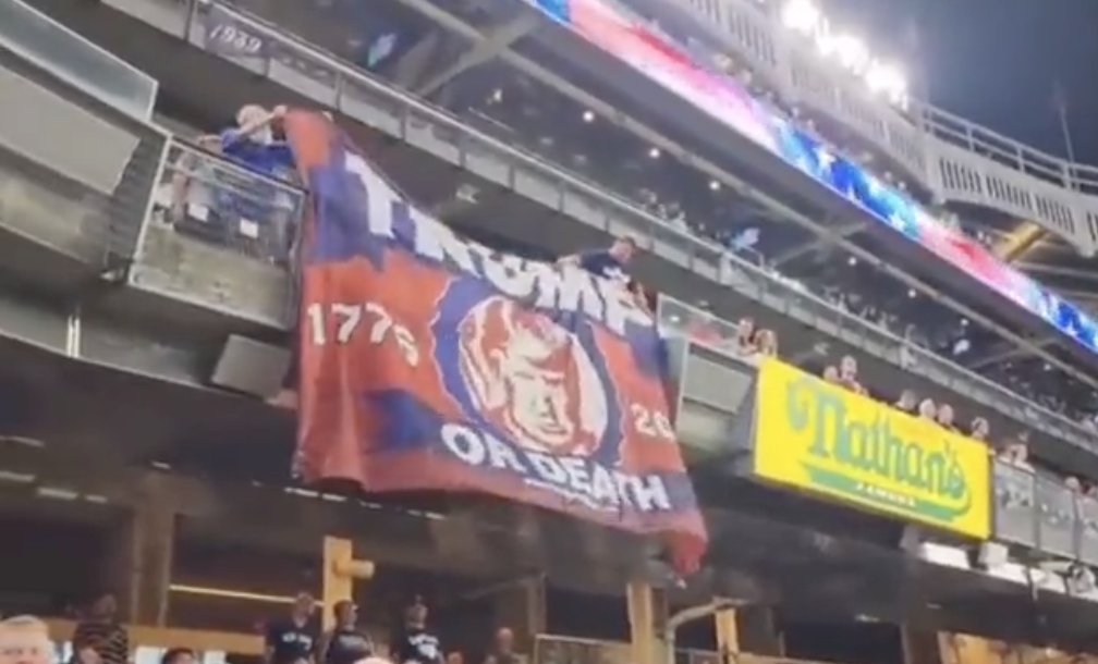 WATCH: Fans Unfurl Trump Flag At Yankees' Game As "God Bless America ...