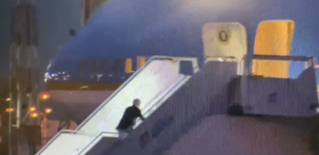 WATCH: Video Of Biden Stumbling On Air Force One Stairs Yet Again While ...