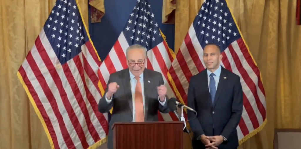 WATCH: Chuck Schumer Has "Please Clap" Moment While Announcing Support ...