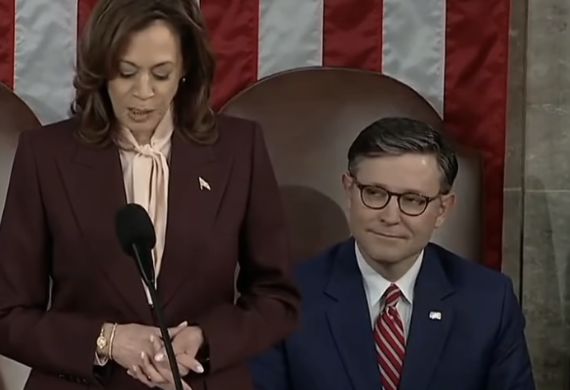 WATCH: Mike Johnson Smirks As Kamala Certifies Her Own Election Defeat ...