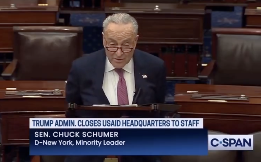 WATCH: Chuck Schumer Slams DOGE For "Illegal Seizure" Of USAID, Elon ...