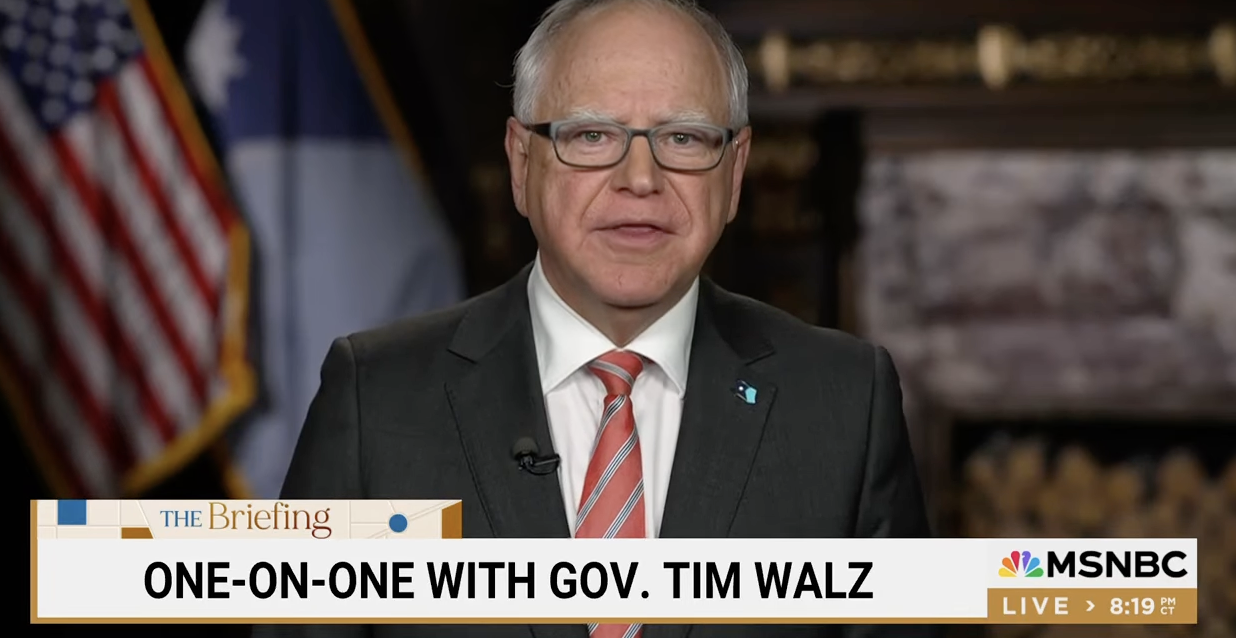 WATCH: Tim Walz Breaks Down On MSNBC, Says Trump Will Become A Military ...